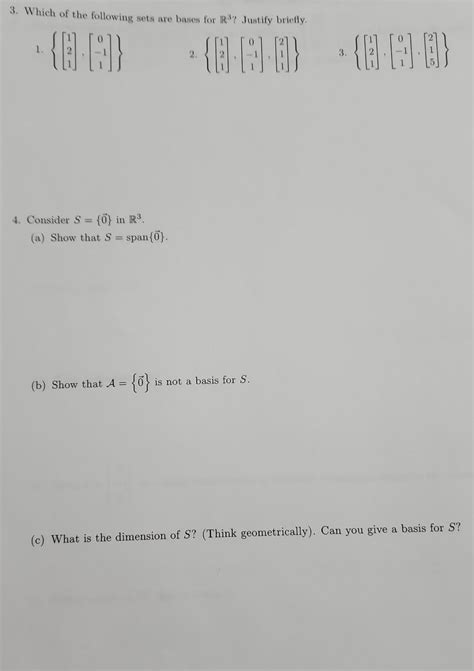 Solved 3 Which Of The Following Sets Are Bases For R3 Chegg Com