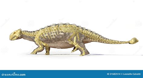 Photorealistic 3d Rendering Of An Ankylosaurus With Full Skeleton