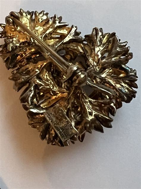Vintage Flora Danica Denmark Eggert Pin Brooch Sterli… Gem