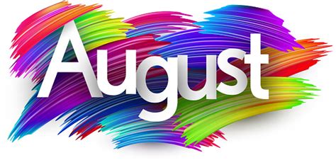 흰색 위에 다채로운 스펙트럼 페인트 붓놀림이 있는 8월 종이 단어 기호 8월에 대한 스톡 벡터 아트 및 기타 이미지 8월 문자 벡터 Istock
