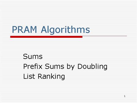 Pram Algorithms Sums Prefix Sums By Doubling List