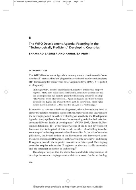 Pdf The Wipo Development Agenda Factoring In The Technologically