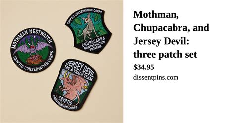 Mothman Chupacabra And Jersey Devil Three Patch Set — Dissent Pins