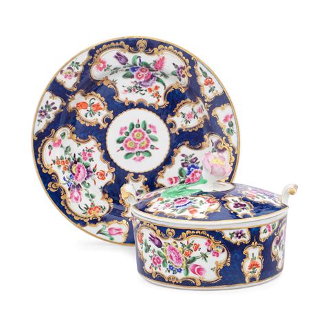 Bonhams A Worcester Butter Tub Cover And Stand Circa 1770