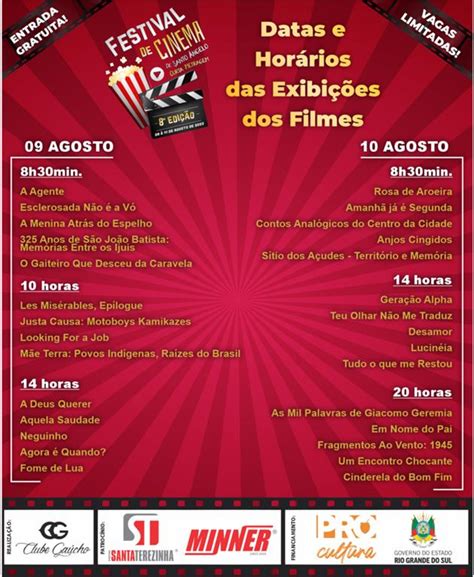 Inicia nesta quarta feira dia o Festival de Cinema de Santo Ângelo Jornal e Revista O
