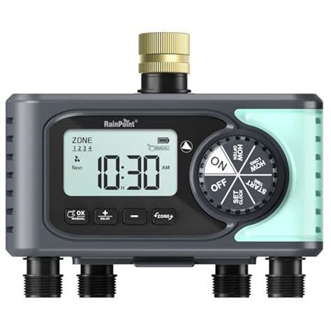Rainpoint Sprinkler Timer 4 Outlets Hose Timer With Brass Inlet Water Timer With Rain Delay