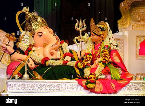 01 September 2022 Pune Maharashtra India Ganpati Ganesha The Famous Idol Of Shree Sharda