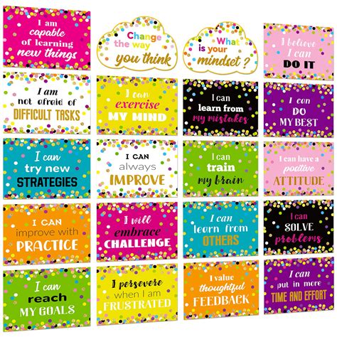 Buy Growth Mindset Posters Bulletin Board Decorations 20 Pcs Positive