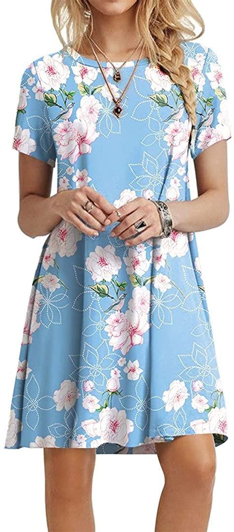 Ppyoung Womens Summer Casual T Shirt Dresses Short Sleeve Boho Beach