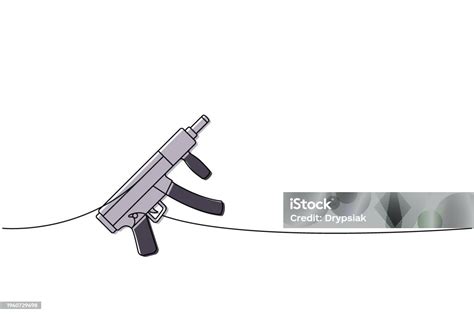 돌격 소총 한 줄로 채색된 연속 그림입니다 다양한 현대 무기 연속 한 줄 그림 벡터 선형 그림 경찰관에 대한 스톡 벡터 아트 및 기타 이미지 Istock