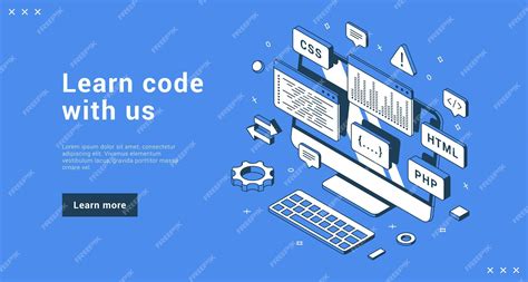 Premium Vector Learn Code With Us Programming School Internet