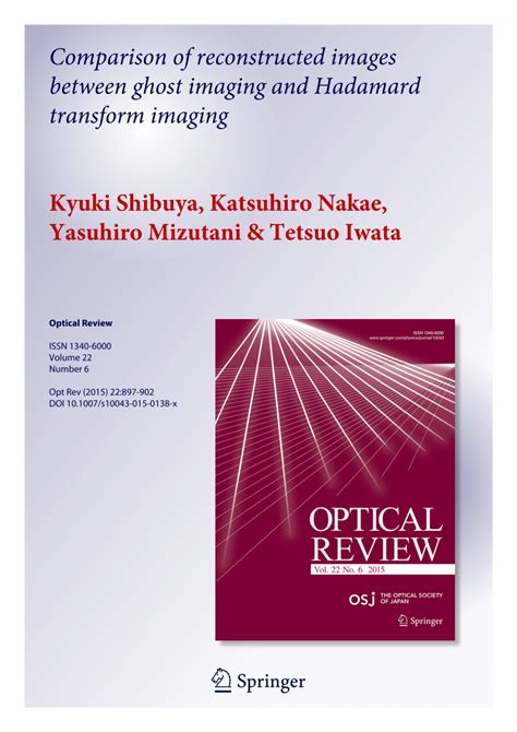 Pdf Comparison Of Reconstructed Images Between Ghost Imaging And Hadamard Transform Imaging