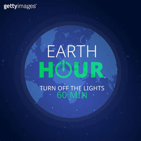Earth Hour Illustration With Planet And Turn Off Button Turn Off The