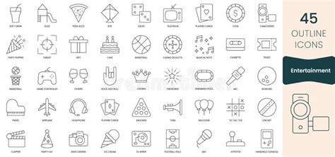 Set Of Entertainment Icons Thin Outline Icons Pack Stock Vector Illustration Of Cinema