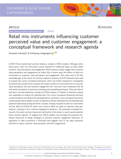 Pdf Retail Mix Instruments Influencing Customer Perceived Value And