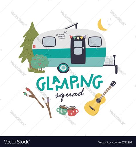 Glamping Squad Handwritten Lettering Design Vector Image