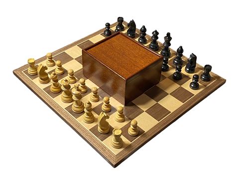 1575 Inch Walnut Ebonised Classic Chess Set Slide Top Box