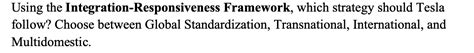 Solved Using The Integration Responsiveness Framework Which