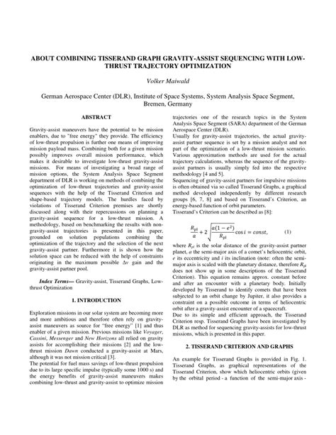 Pdf About Combining Tisserand Graph Gravity Assist Sequencing With