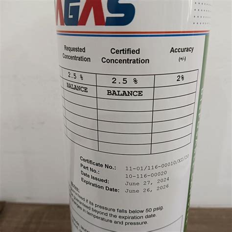 Jual Calibration Gas Mixture Methane 2 5 In Air 116l Disposable