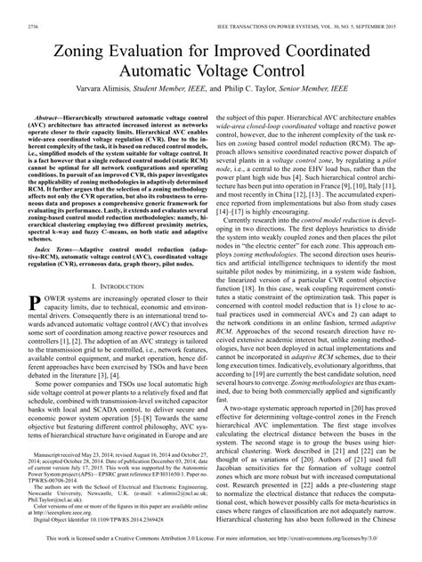 Pdf Zoning Evaluation For Improved Coordinated Automatic Voltage Control