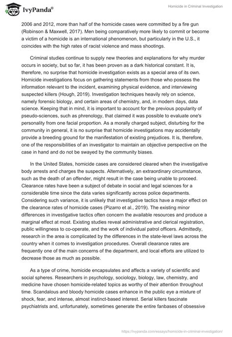 Homicide In Criminal Investigation 1094 Words Essay Example