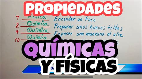 Ejemplos De Propiedades Químicas Y Físicas 🥞🍓🍨🍹🍩 Youtube