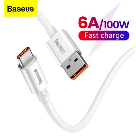 Baseus 6a 100w Usb Type C สายเคเบิล สําหรับ Huawei กระแสไฟสูง ชาร์จเร็ว
