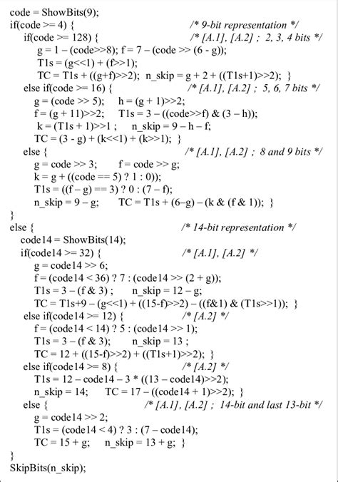 pseudo code for coeff token decoding table 1 download scientific
