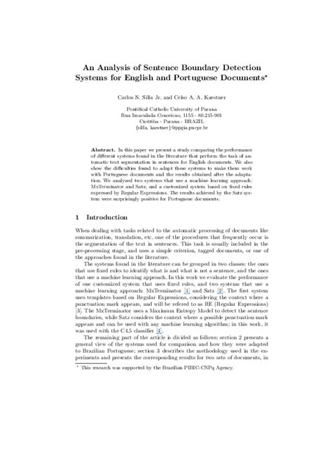 Pdf An Analysis Of Sentence Boundary Detection Systems For English