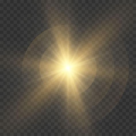 벡터 투명 태양 빛 특수 렌즈 플레어 조명 효과 프리미엄 벡터