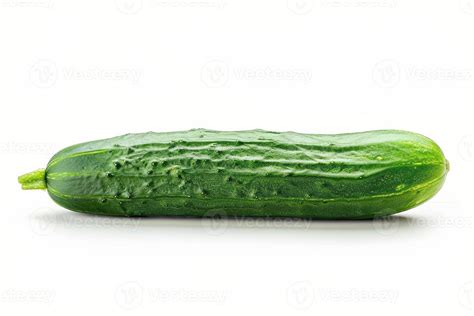Single Ripe Cucumber Isolated On A White Background Perfect For A