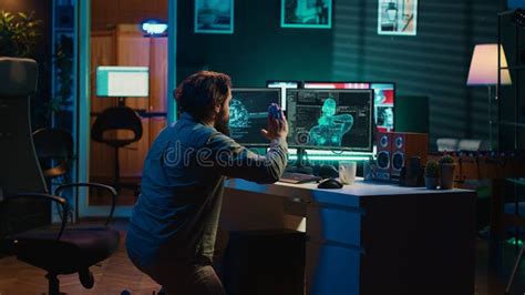 Man Jumping Out Of Chair From Shock After Being Greeted By Sentient Ai