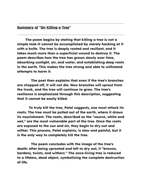 Summary Of On Killing A Tree Pdf