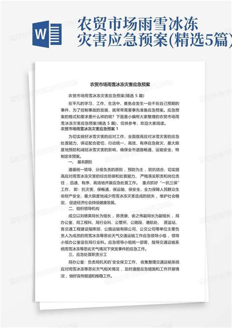 农贸市场雨雪冰冻灾害应急预案精选5篇word模板下载编号lwoppwwz熊猫办公