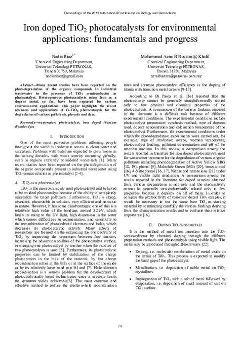 Pdf Iron Doped Tio2 Photocatalysts For Environmental Applications
