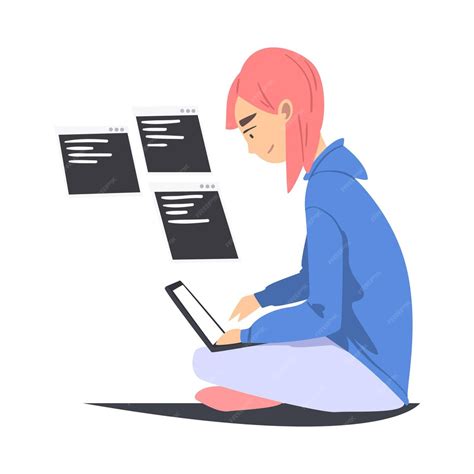 Premium Vector Woman As Software Developer Or Programmer Engaged In Coding In Serverside