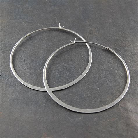 Battered Sterling Silver Large Hoop Earrings By Otis Jaxon Silver