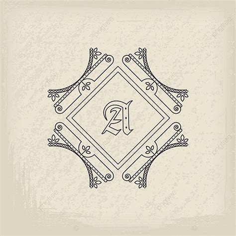 Vector Vintage Monogram Crest Ornament Square Vector Crest Ornament