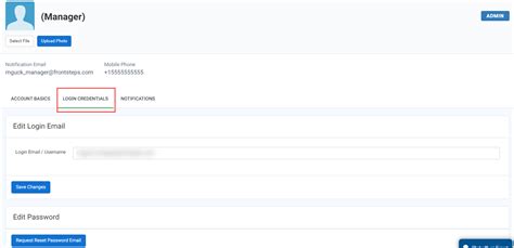 Managersadmins Updating Login Credentials