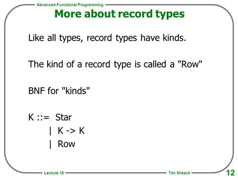 Advanced Functional Programming Tim Sheard 1 Lecture 16 Advanced