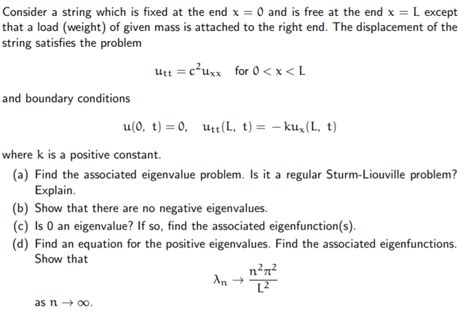 Solved Consider A String Which Is Fixed At The End X And Chegg