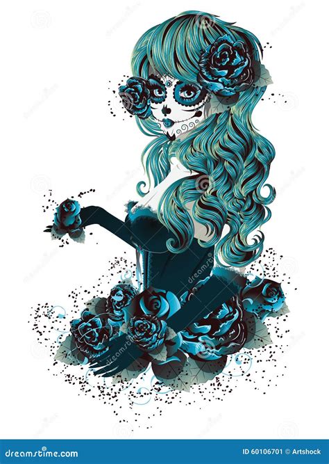 Día de muchacha muerta ilustración del vector Ilustración de halloween