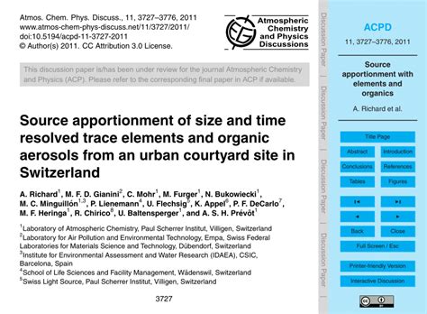 Pdf Source Apportionment Of Size And Time Resolved Trace Elements And