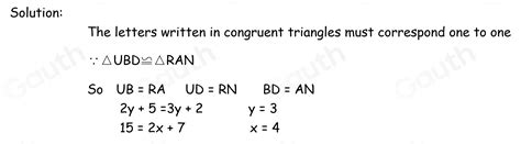 Solved 3 Given Delta Ubd≌ Delta Ran Find The Values Of X And Y