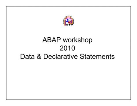 Abap Slides User Defined Data Types And Data Pdf
