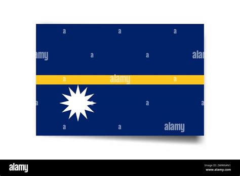 Nauru Flag Rectangle Card With Dropped Shadow Isolated On White