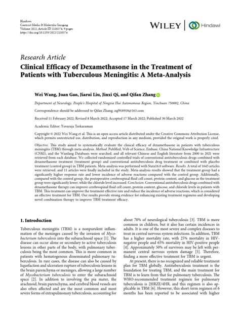 Dexamethason In Me Tb Download Free Pdf Tuberculosis