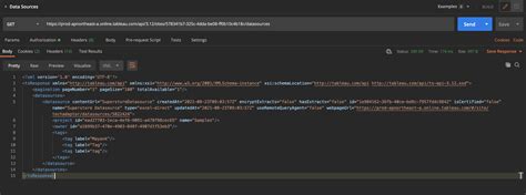 rest not able to view data source in tableau stack overflow