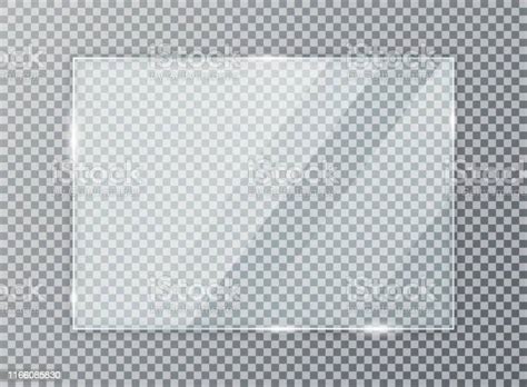 투명 한 배경에 유리 접시 눈부심과 빛아크릴과 유리 질감 직사각형 프레임의 사실적인 투명 유리 창 유리 재료에 대한 스톡 벡터 아트 및 기타 이미지 Istock